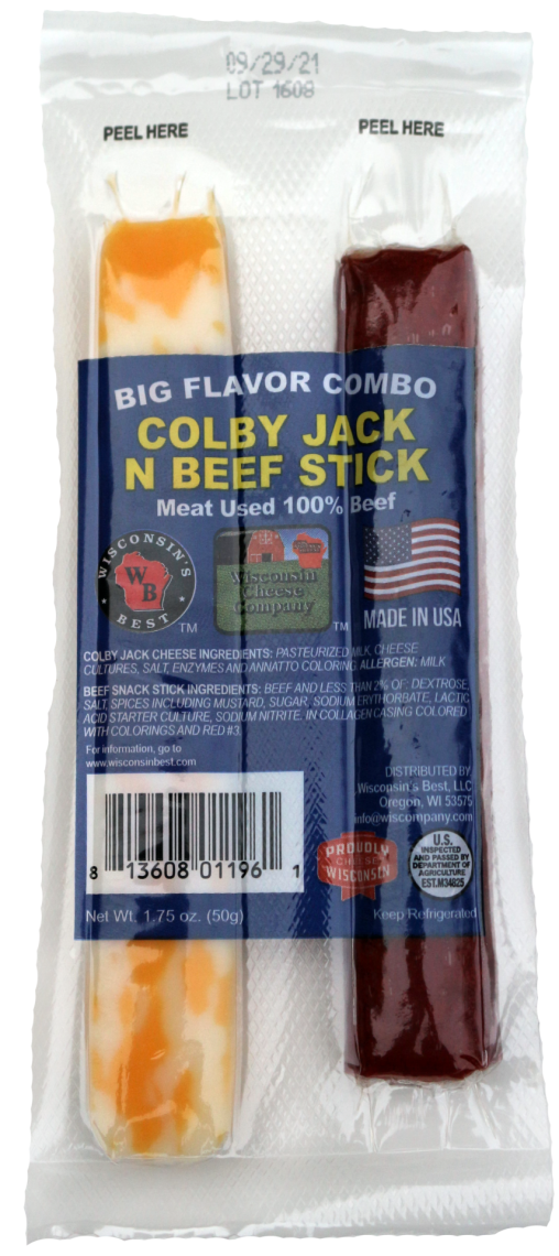 Colby Jack & Beef Stick Snack Packs, 18 Count - Wisconsin Cheese Company